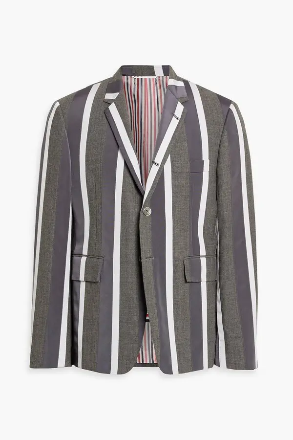 Thom Browne Striped Grosgrain And Wool Blazer