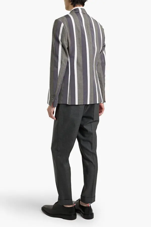 Thom Browne Striped Grosgrain And Wool Blazer