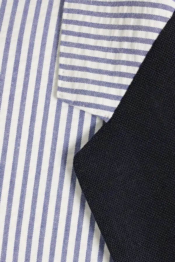 Thom Browne Striped Seersuckerpaneled Cottontwill Blazer