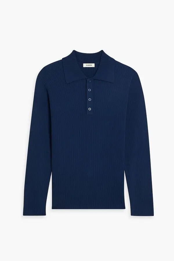 Sandro Ribbedknit Polo Shirt