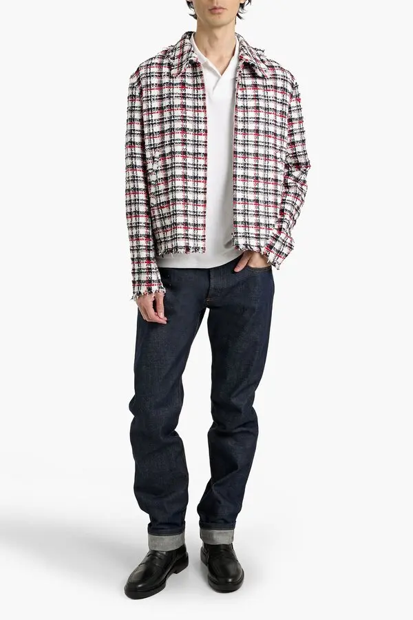 Thom Browne Frayed Checked Tweed Jacket