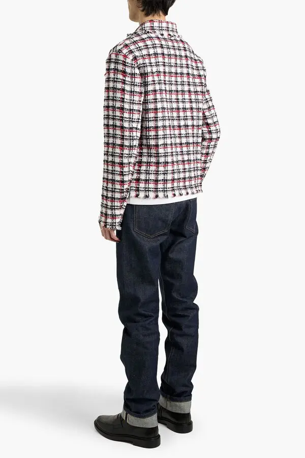 Thom Browne Frayed Checked Tweed Jacket