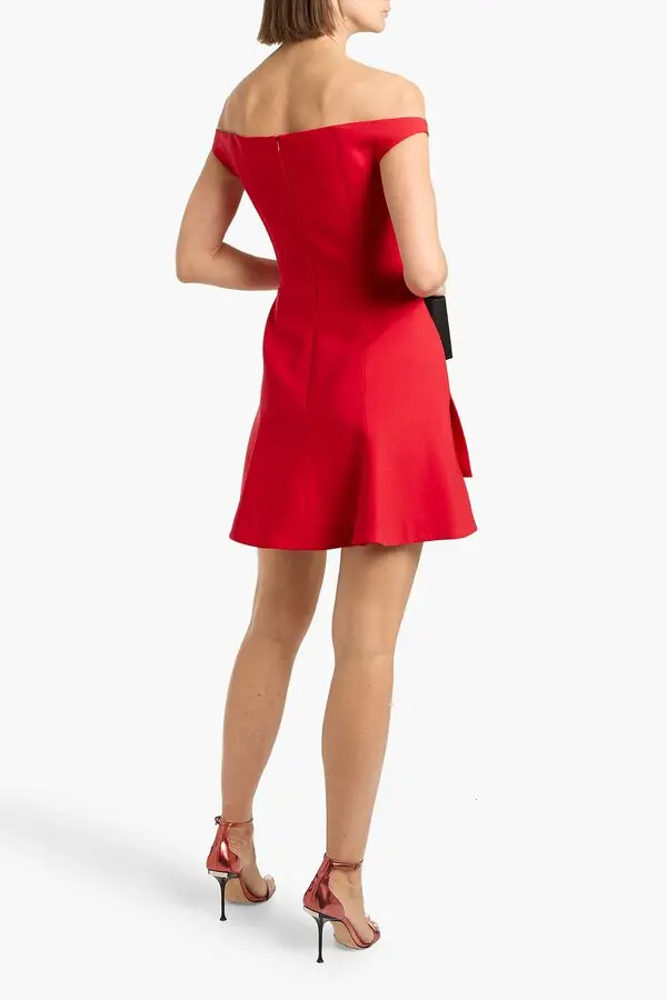 David Koma Offtheshoulder Woolblend Mini Dress
