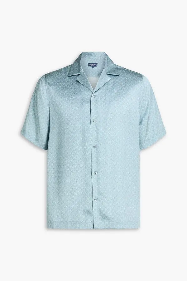 Frescobol Carioca Roberto Printed Silksatin Shirt - Sky Blue