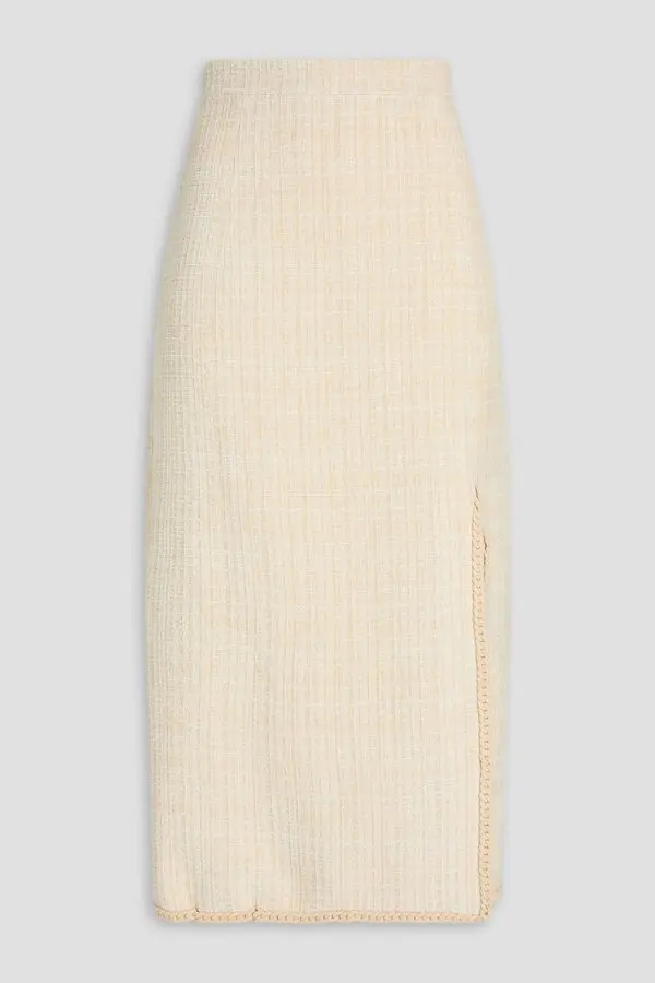 Huishan Zhang Alida Tweed Midi Skirt - Cream