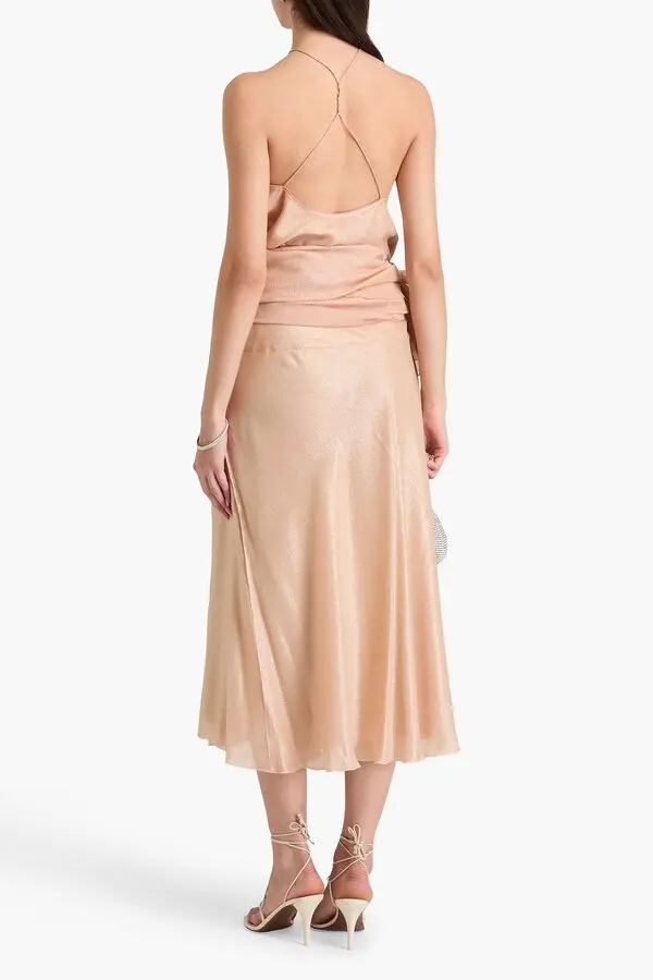 Victoria Beckham Draped Metallic Twill Top
