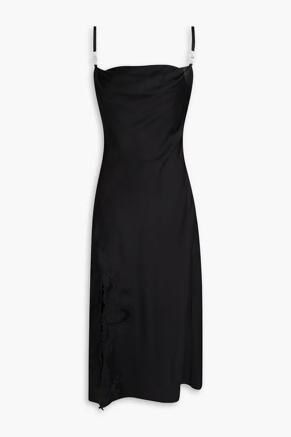 Versace Embellished Guipure Lace-paneled Satin Midi Dress