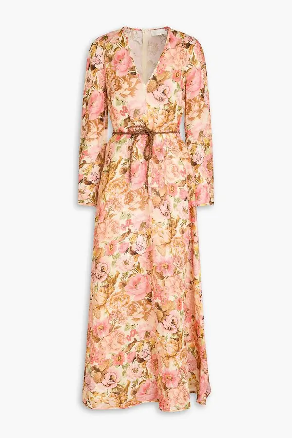 Zimmermann Floralprint Linen Maxi Dress - Pink