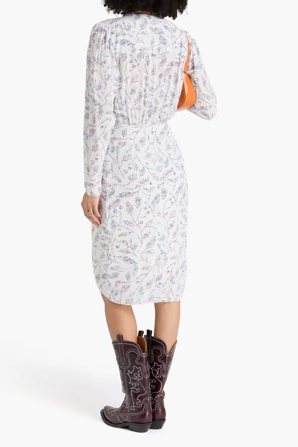 MARANT ETOILE Printed Crepe De Chine Dress