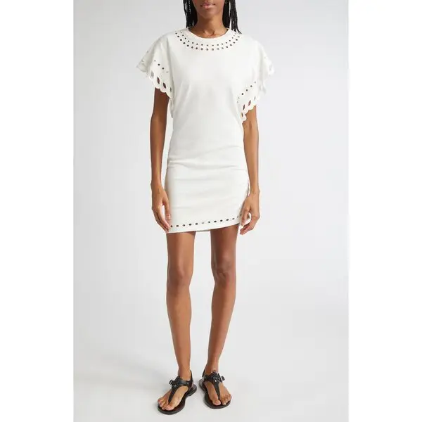 Isabel Marant Orlane Eyelet Trim Cotton Dress - Ecru