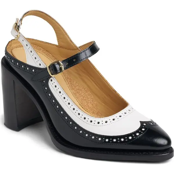 THE OFFICE OF US Mrs. Russel Ankle Strap Pump - Black/white
