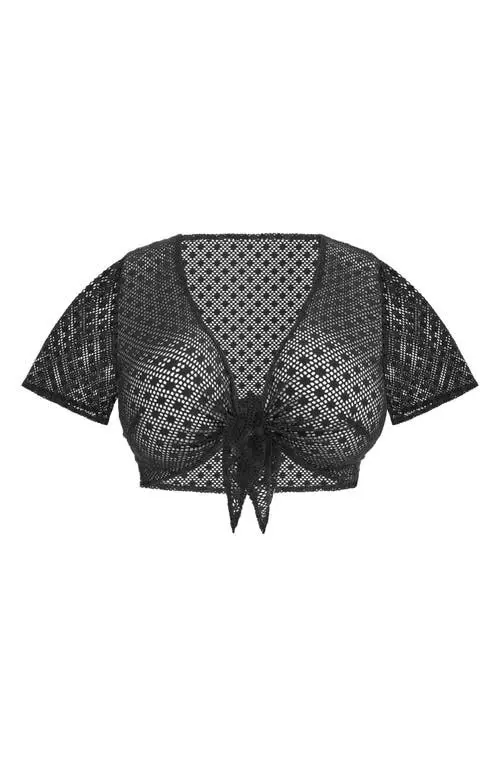 Elomi Bazarruto Tie Front Sheer Mesh Cover-up Top