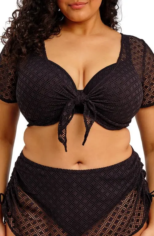 Elomi Bazarruto Tie Front Sheer Mesh Cover-up Top