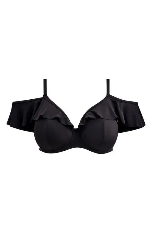 Elomi Plain Sailing Ruffle Underwire Bikini Top - Black