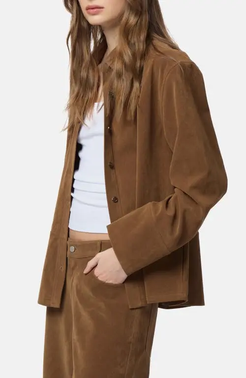 Apparis Ren Faux Suede Overshirt - Saddle Brown