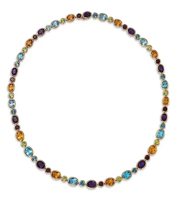 Bloomingdale'S Multi Stone Semi Precious Collar Necklace In 14k Yellow 18 - Gold
