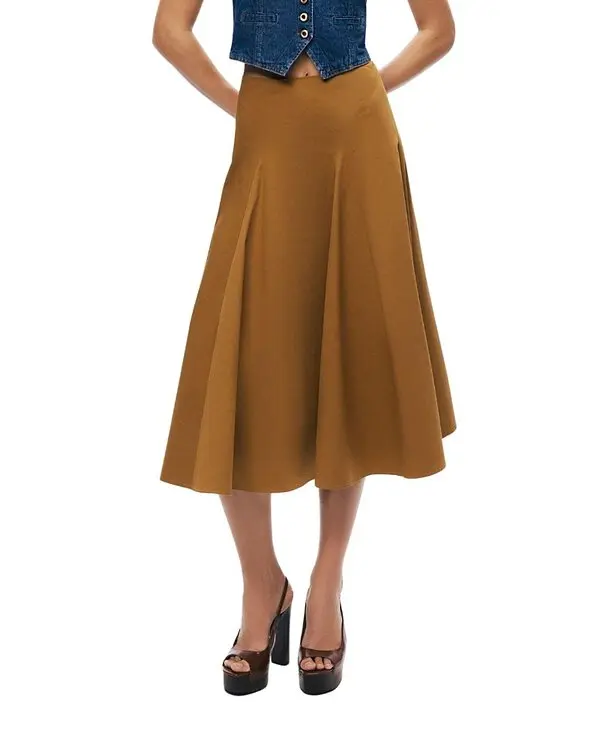 NOCTURNE Flared Midi Skirt - Camel