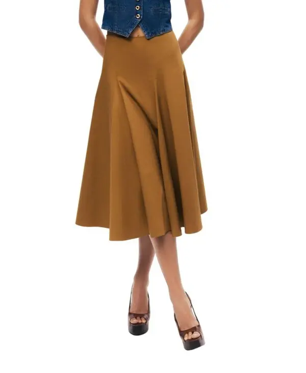 NOCTURNE Flared Midi Skirt - Camel