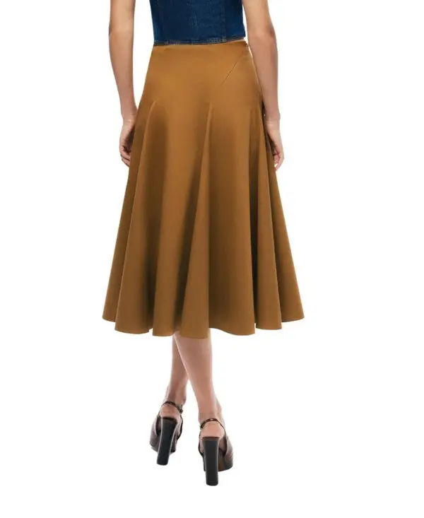 NOCTURNE Flared Midi Skirt - Camel