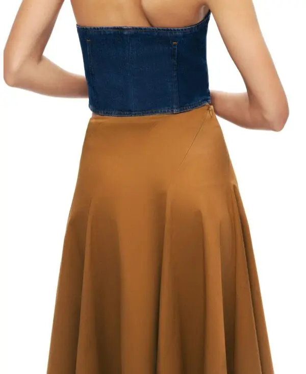 NOCTURNE Flared Midi Skirt - Camel