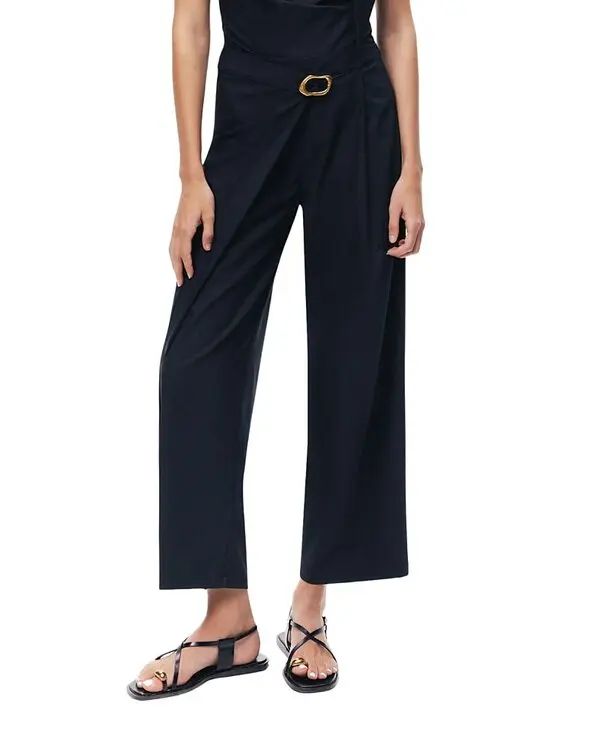 NOCTURNE Asymmetric Buckle Detail Pants - Black
