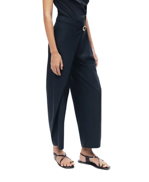 NOCTURNE Asymmetric Buckle Pants - Black