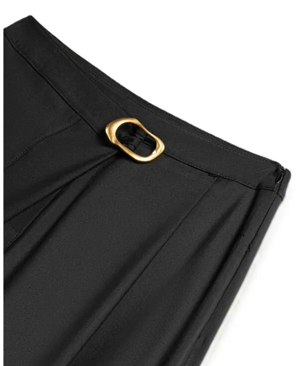 NOCTURNE Asymmetric Buckle Pants - Black