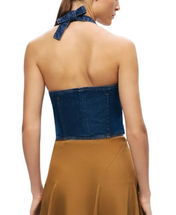 NOCTURNE Halter Neck Denim Vest - Navy