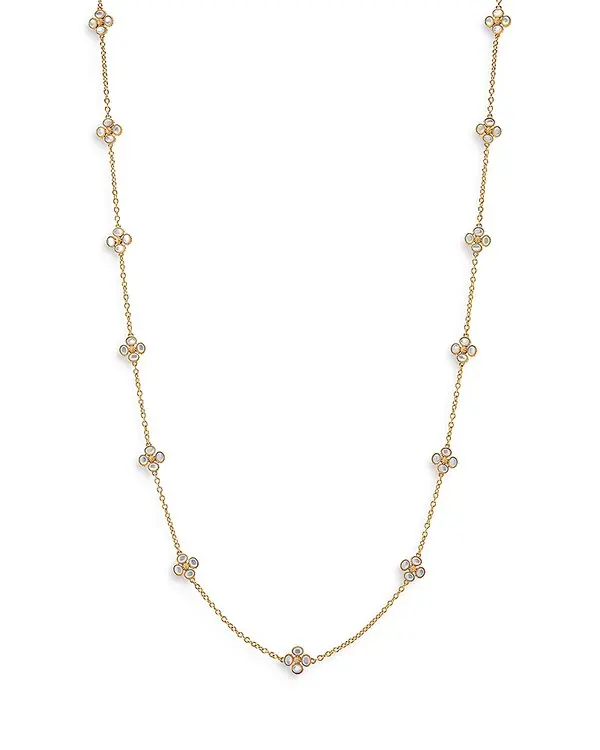 CAPUCINE DE WULF Berry Clover Mother Of Pearl Double Sided Long Necklace - Pearl White