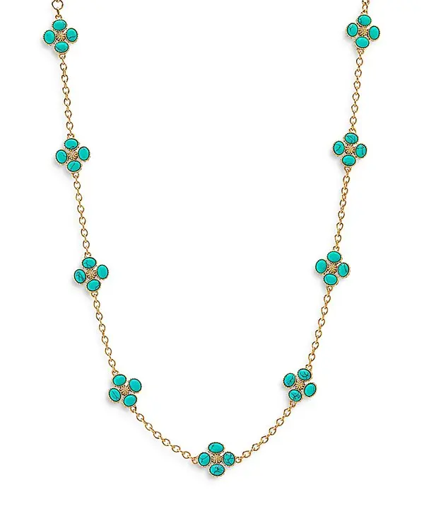 CAPUCINE DE WULF Berry Clover Mother Of Pearl Double Sided Necklace - Turquoise
