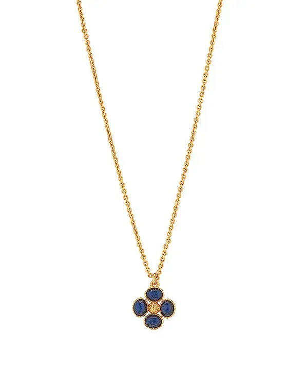 CAPUCINE DE WULF Berry Clover Double Sided Charm Necklace, 16 - Blue Labradorite