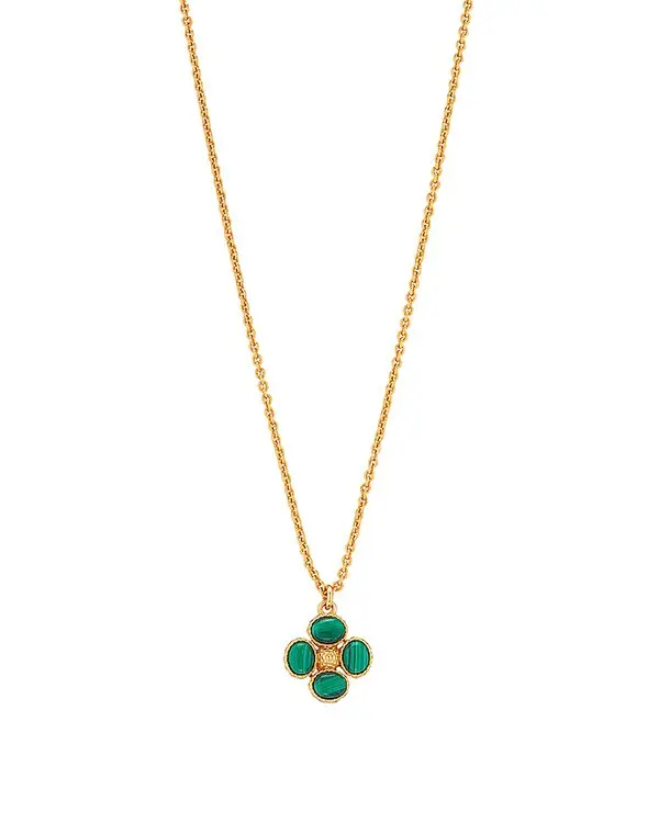 CAPUCINE DE WULF Berry Clover Double Sided Charm Necklace, 16 - Malachite