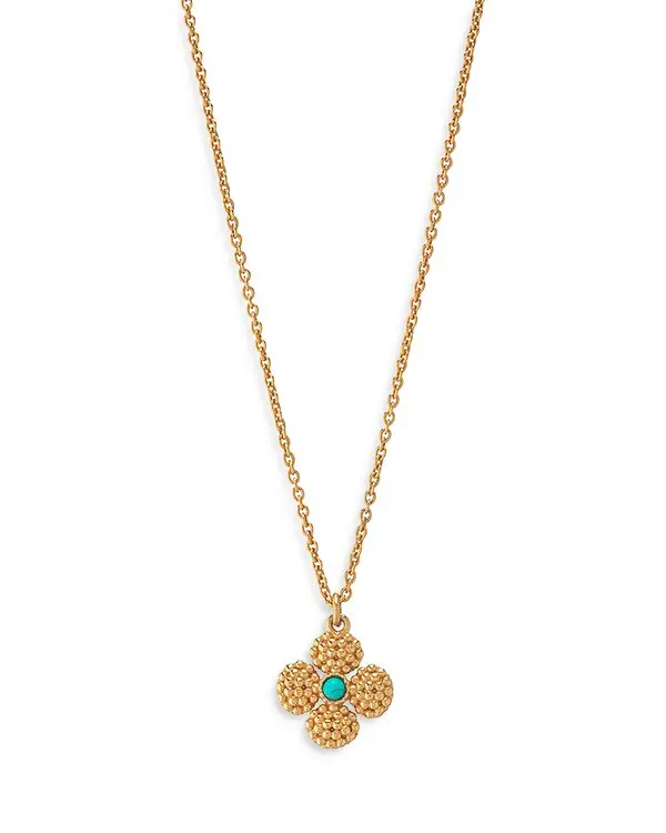 CAPUCINE DE WULF Berry Clover Double Sided Charm Necklace, 16 - Turquoise
