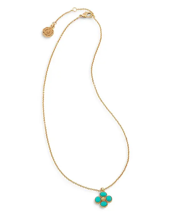 CAPUCINE DE WULF Berry Clover Double Sided Charm Necklace, 16 - Turquoise
