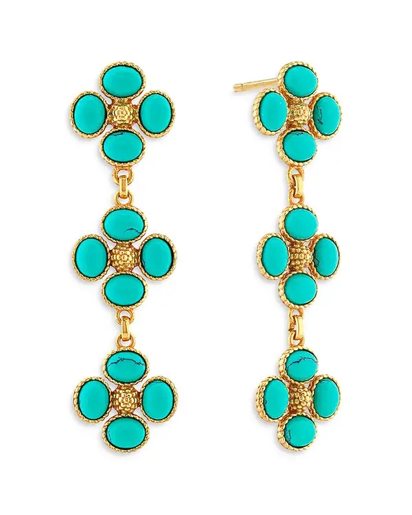 CAPUCINE DE WULF Berry Clover Mother Of Pearl Linear Earrings - Turquoise