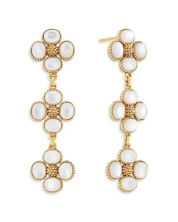 CAPUCINE DE WULF Berry Clover Mother Of Pearl Linear Earrings - Pearl White