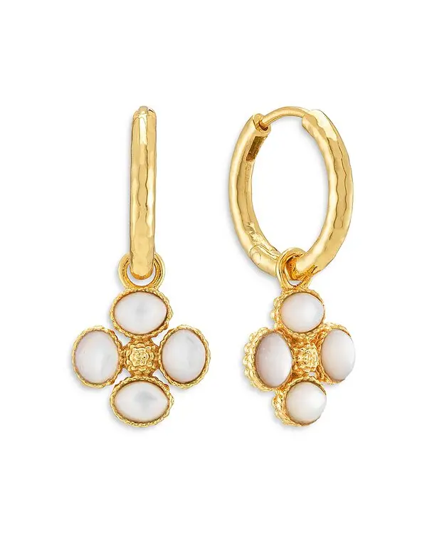 CAPUCINE DE WULF Berry Clover Mother Of Pearl Hoop Earrings - Pearl White