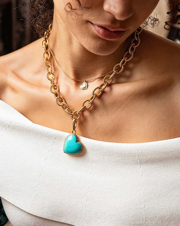 CAPUCINE DE WULF Love Heart Charm - Turquoise