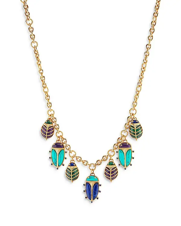 CAPUCINE DE WULF Gemstone Scarab Family Charm Necklace - Multi