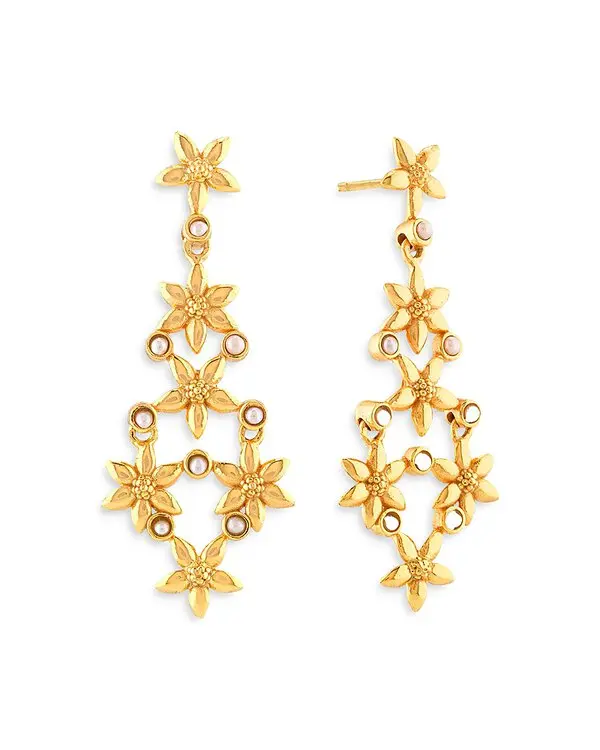 CAPUCINE DE WULF Jasmine Imitation Pearl Flower Drop Earrings - Pearl White