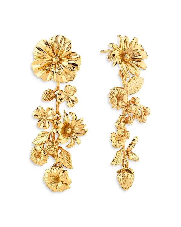CAPUCINE DE WULF Meadow Bouquet Mismatch Linear Drop Earrings - Gold