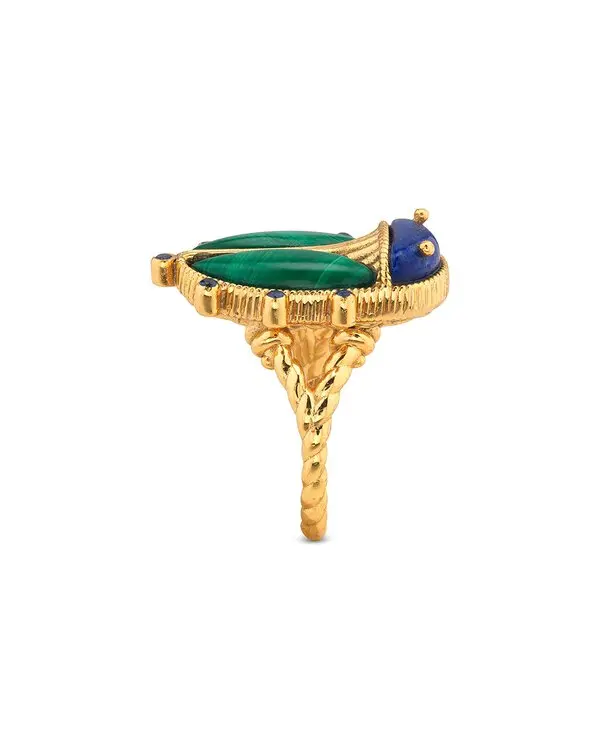 CAPUCINE DE WULF Amethyst & Turquoise Scarab Grande Ring - Lapis/malachite