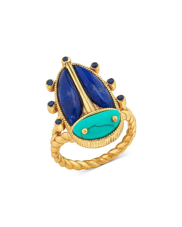 CAPUCINE DE WULF Lapis Lazuli Scarab Grande Ring - Turquoise