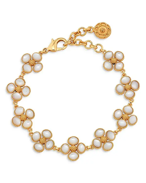 CAPUCINE DE WULF Berry Clover Mother Of Pearl Link Bracelet - Pearl White