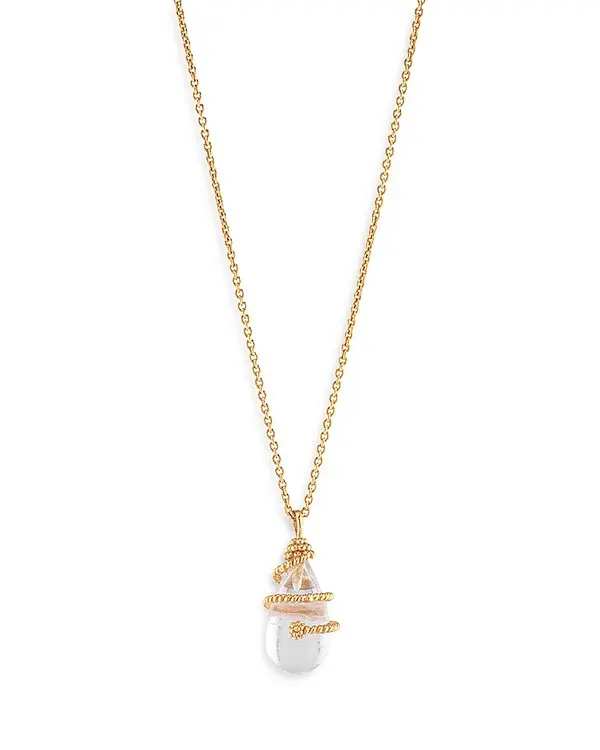 CAPUCINE DE WULF Lily Wrapped Quartz Pendant Necklace, 16 - Clear