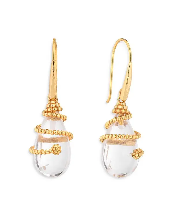 CAPUCINE DE WULF Lily Wrapped Quartz Drop Earrings - Gold
