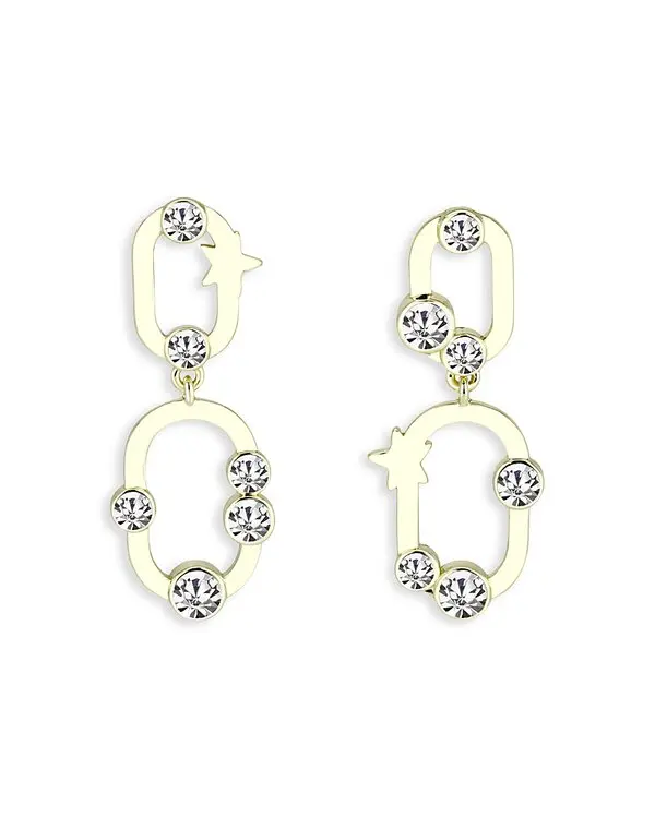 Aqua Cubic Zirconia Star Link Drop Earrings Exclusive - Gold