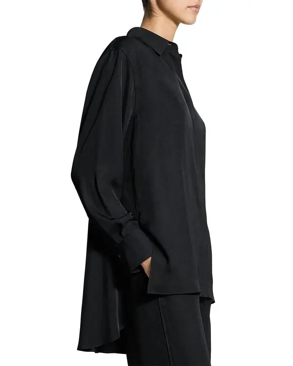 Theory High-low Flounce Shirt - Black