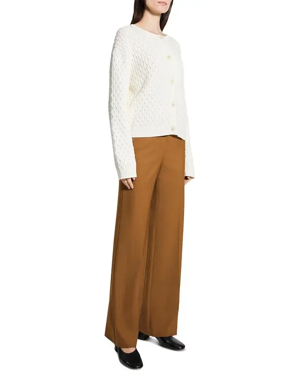 Theory Textured Crewneck Cardigan - Ivory