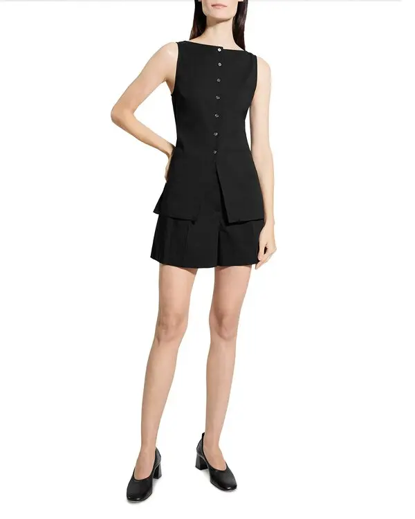 Theory Sleeveless Linen-blend Top - Black
